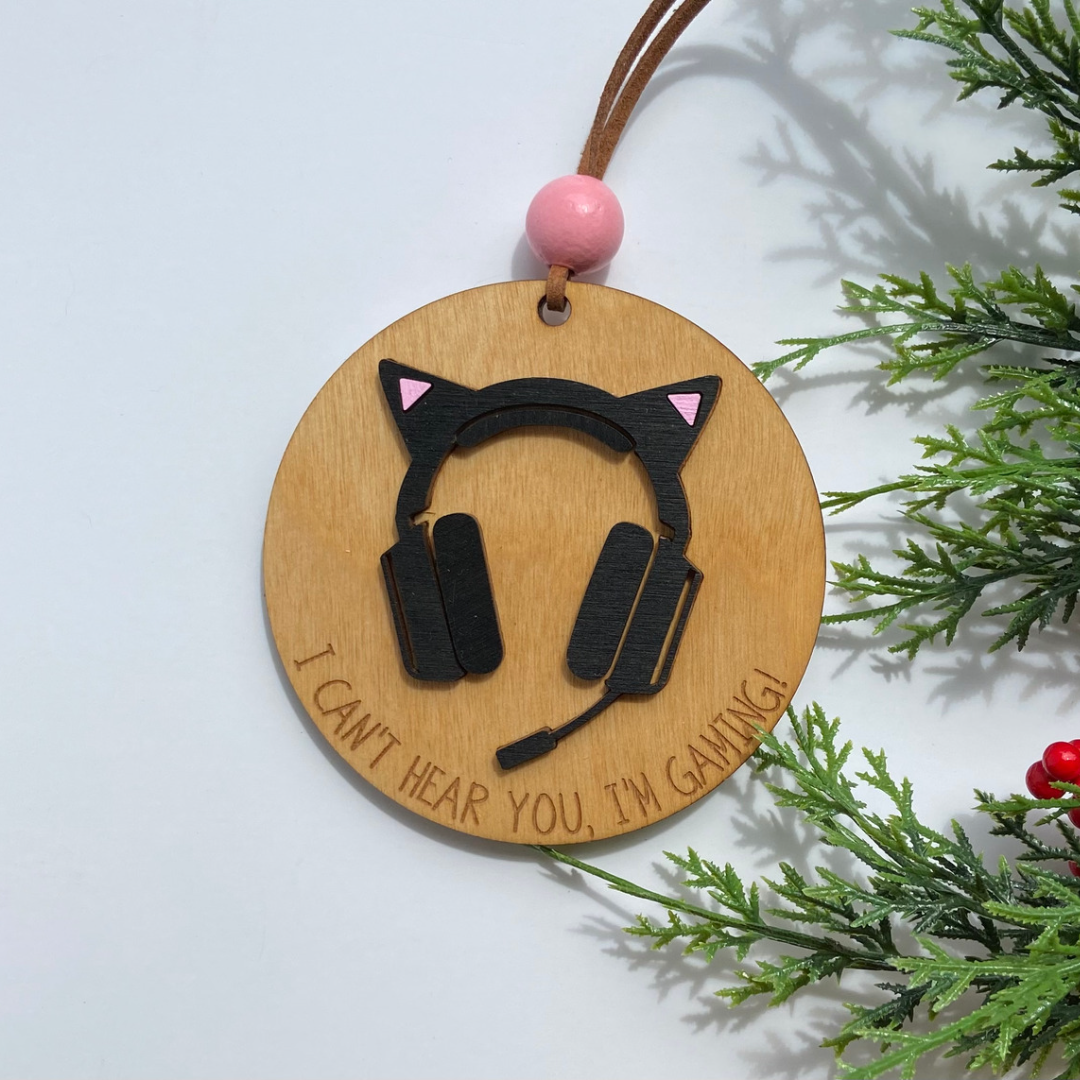 Headset Gaming Ornament | Cat Ear Headset | Gamer Decor | Laser Cut ...
